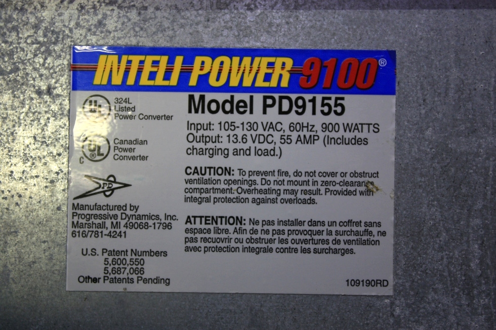 RV Components USED RV INTEL POWER 9100 POWER CONVERTER MODEL PD9155 ...